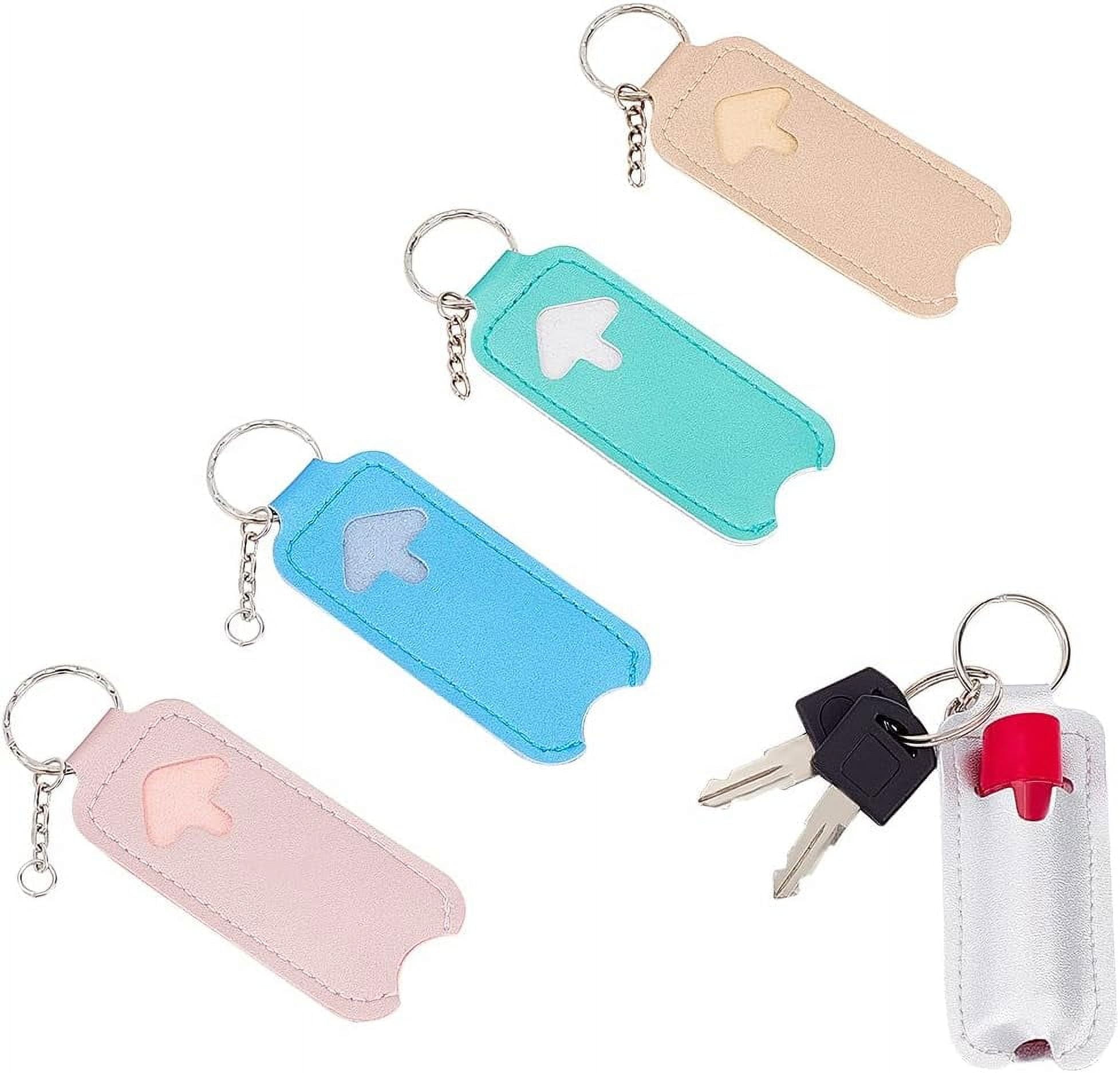 5Colors PU Leather Sleeve Chapstick Pouch Keychain Small Lipstick ...