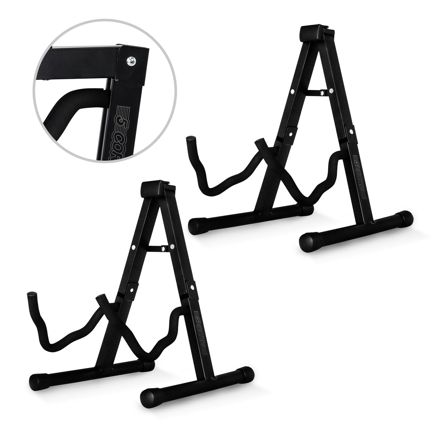 5Core Double Guitar Stand Floor Adjustable A Frame Folding Acoustic ...