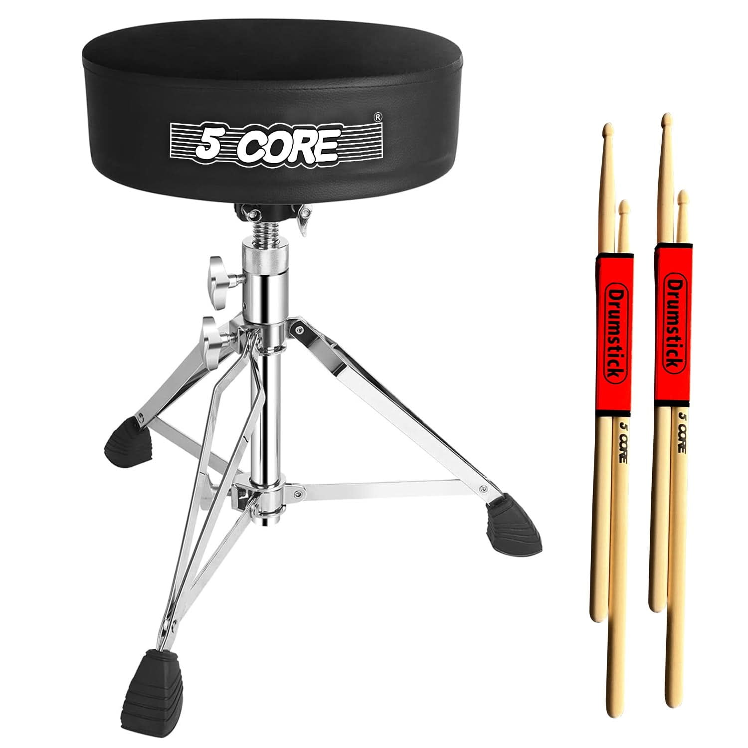 5Core Drum Throne Padded Guitar Stool Swivel Adjustable Drummer Seat ...
