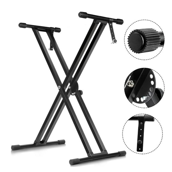 5Core Keyboard Stand Double X Style Adjustable Lift Piano Riser For 49 ...