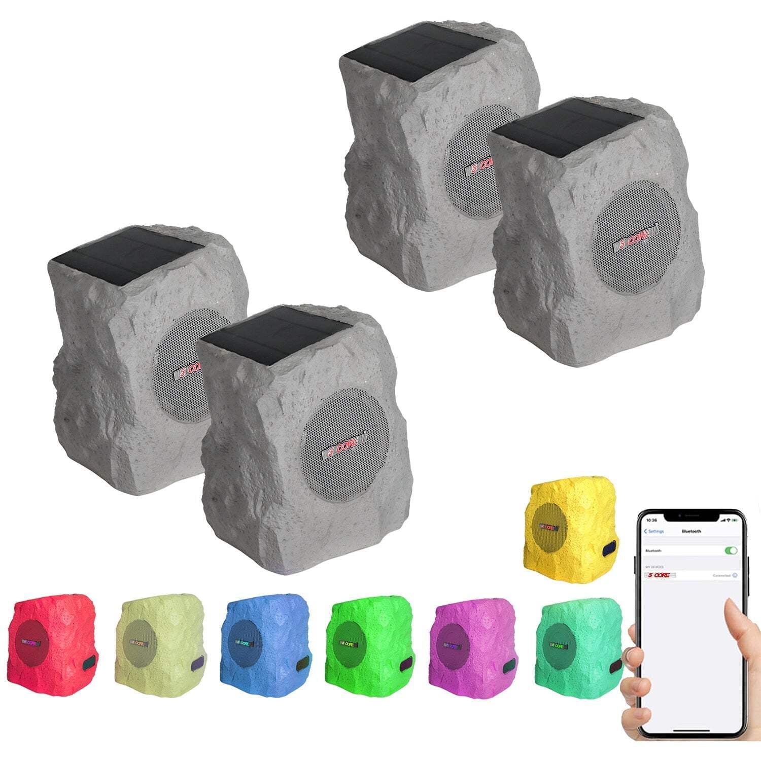 5Core Outdoor Wireless Speakers Bluetooth Rock Waterproof Linkable TWS ...