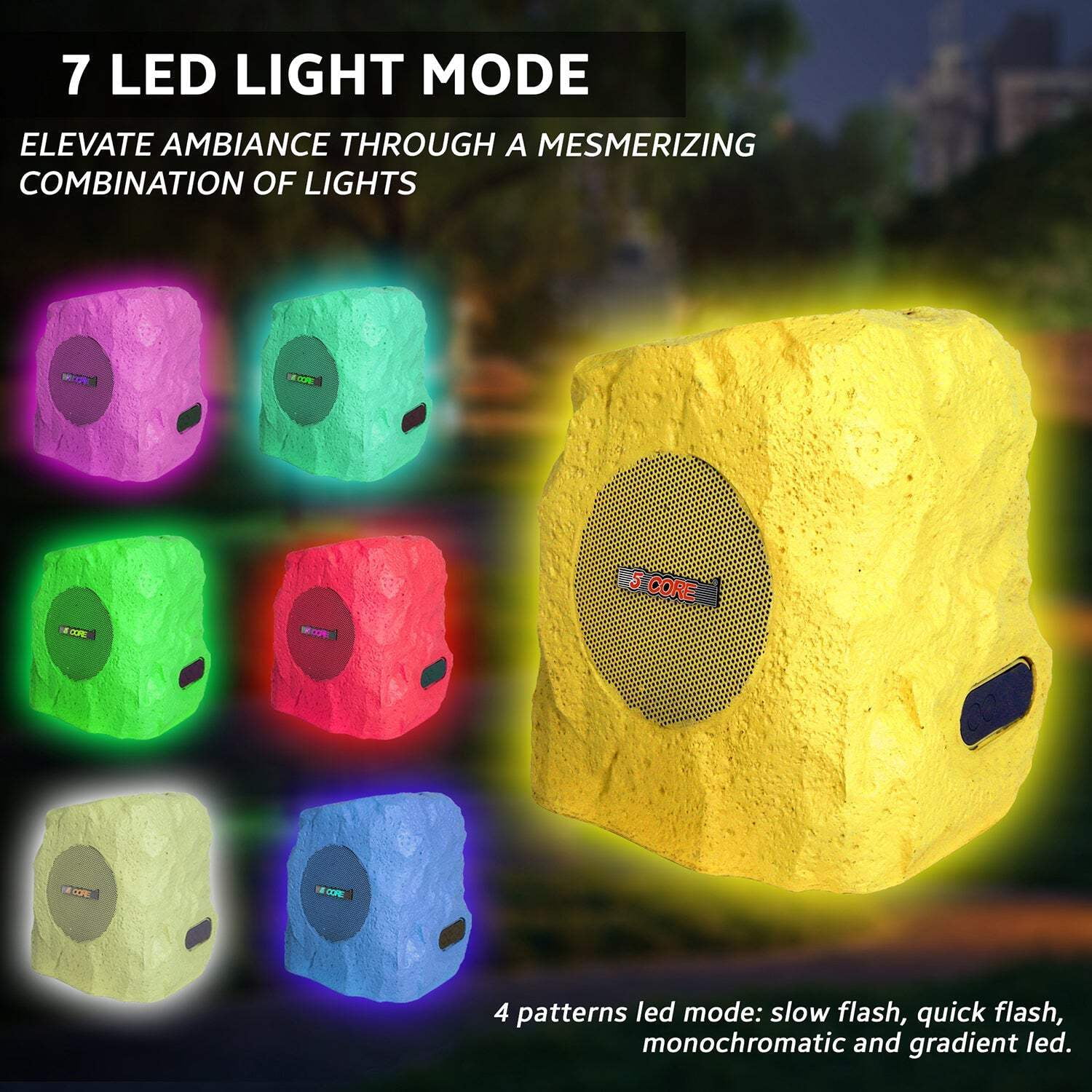 5Core Outdoor Wireless Speakers Bluetooth Rock Waterproof Linkable TWS ...