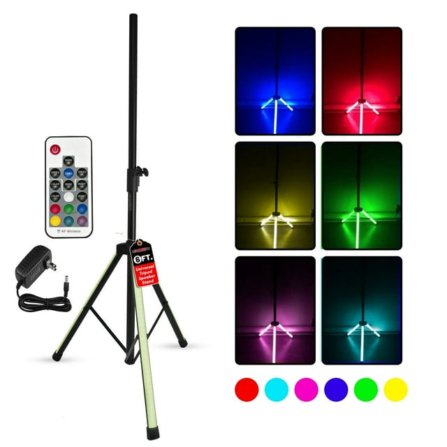 5Core Speaker Stand Tripod w RGB Lights Adjustable 72 Inch DJ Studio ...
