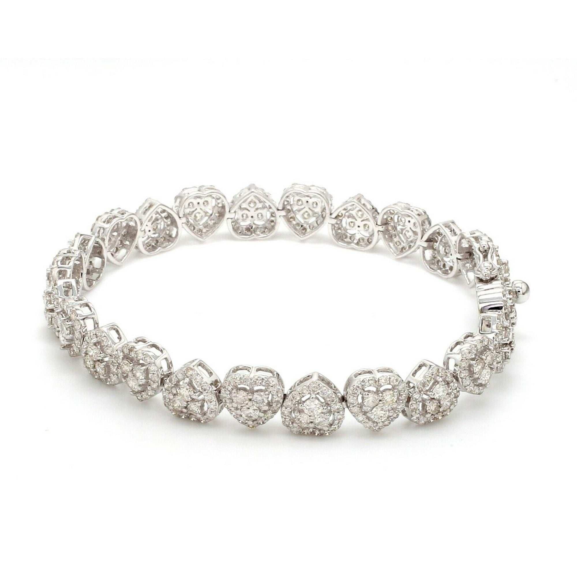 5Ct Lab Grown Round Diamond (F-G,VS) 14k White Gold Cluster Tennis Bracelet For Women Gifts ...