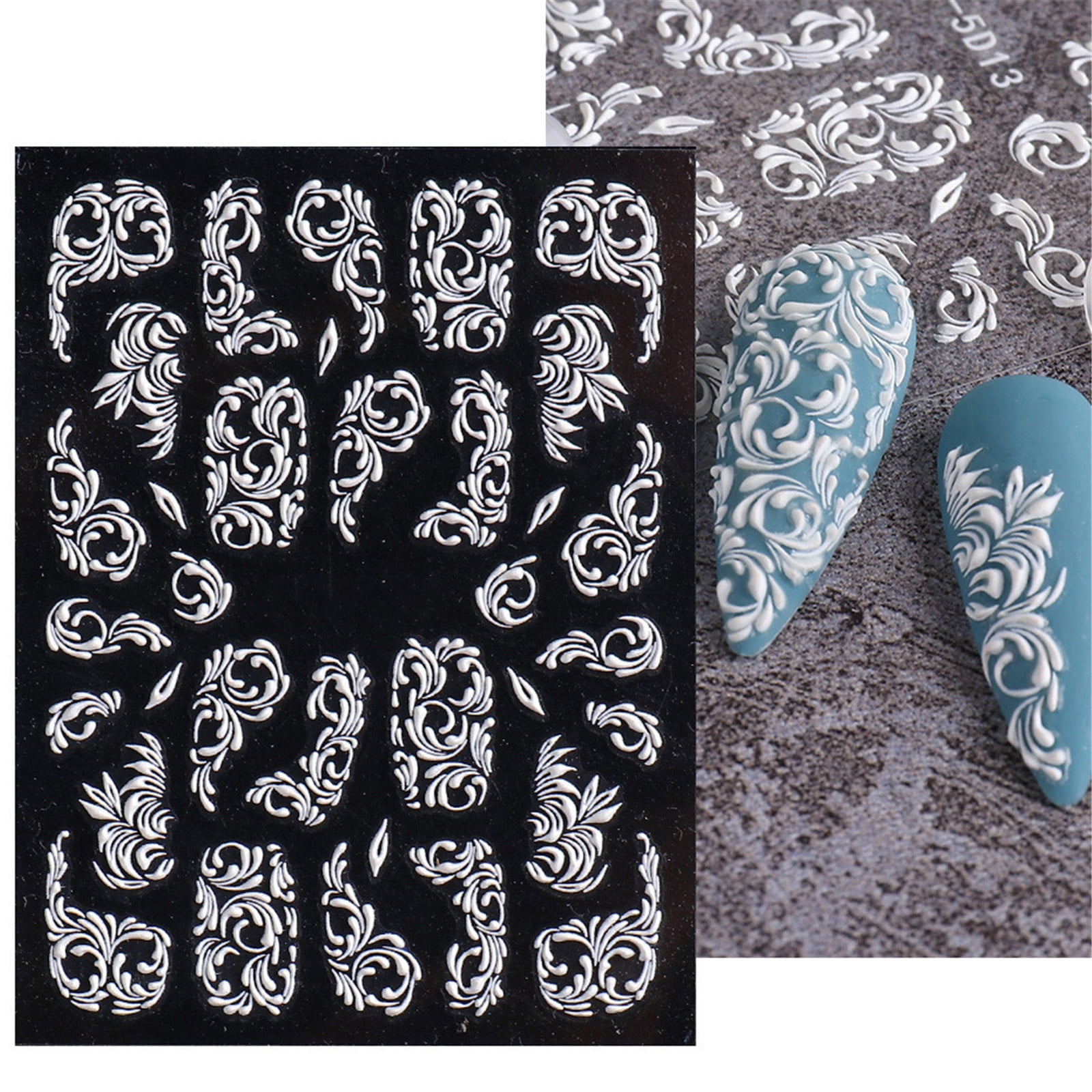5D 3D Carved Rose Pattern Nail Art Stickers, Stz-5D13 - Snowflake ...