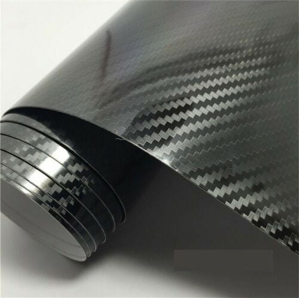 5D 6D Black Gloss Carbon Fiber Car Vinyl Wrap Sticker Decal Film Bubble ...