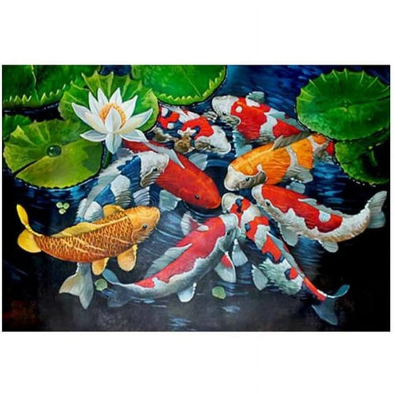 5D Art Round Full Diamond Carp Kits Embroidery Home Decors Gift ...