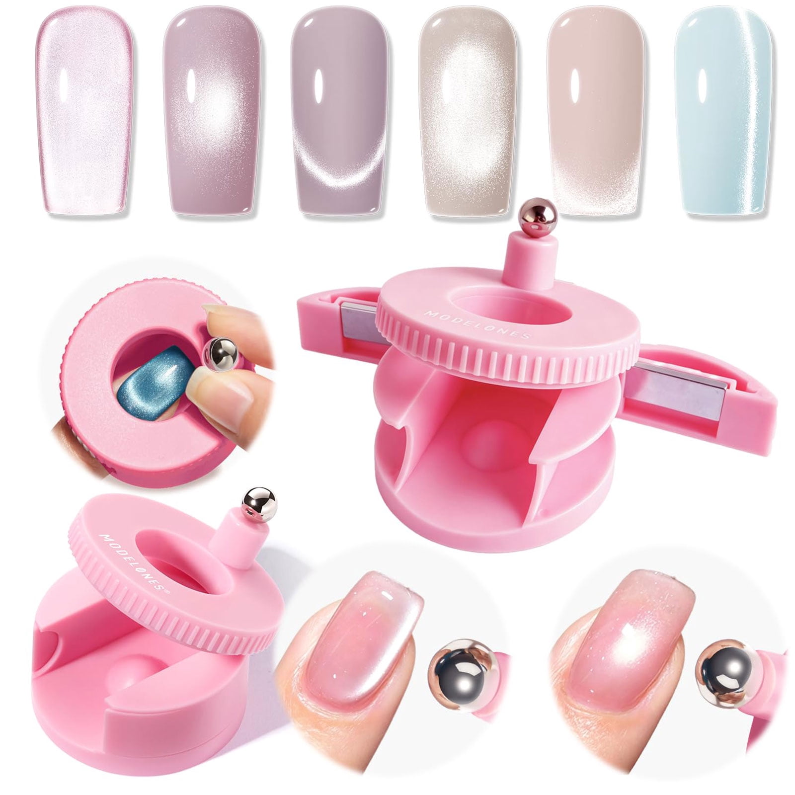 5D Automatic Pink Nail Magnet for Gel Polish - Upgraded 3-in-1 Cat Eye ...