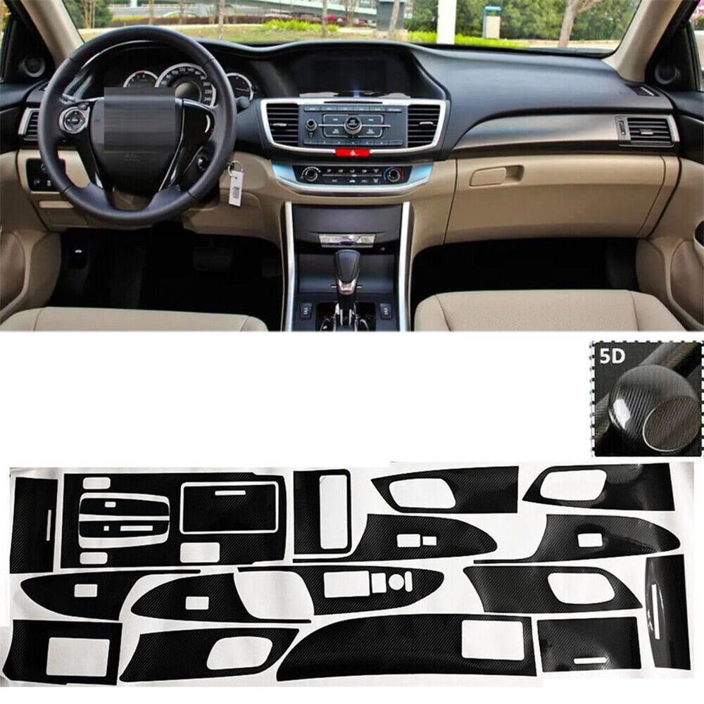 5D Carbon Fiber Look Interior Accessories Whole Kit Cover For Honda ...