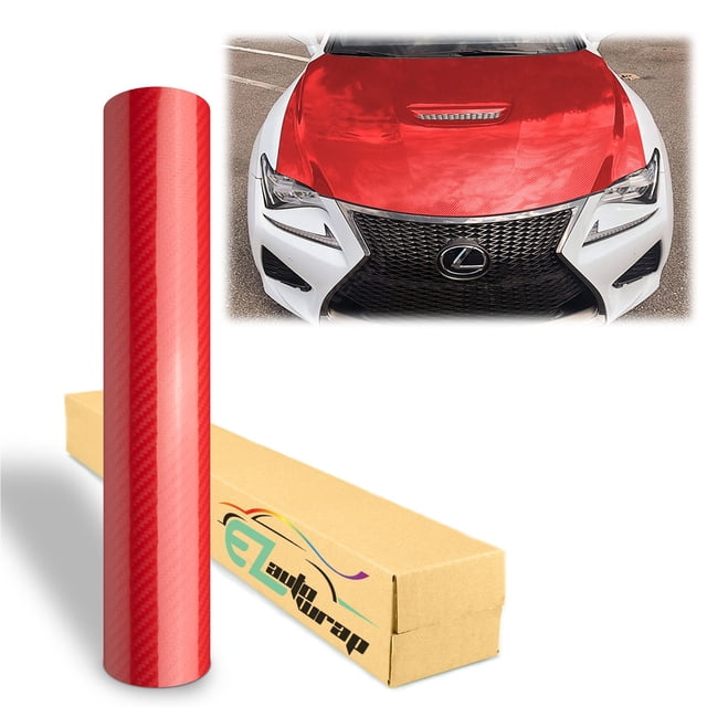 5D Carbon Fiber Red High Gloss Car Vinyl Wrap Sticker Decal Film Sheet ...