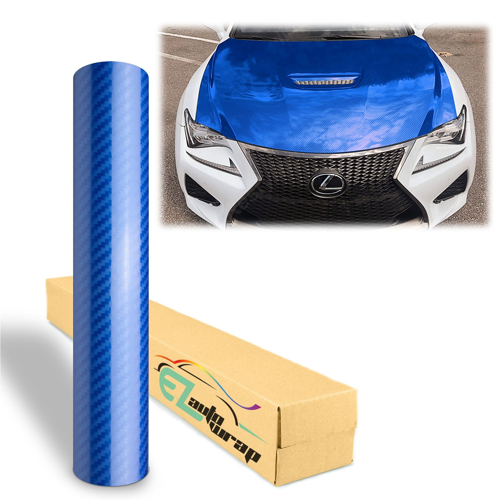 5D Carbon Fiber Sky Blue High Gloss Car Vinyl Wrap Sticker Decal Film ...
