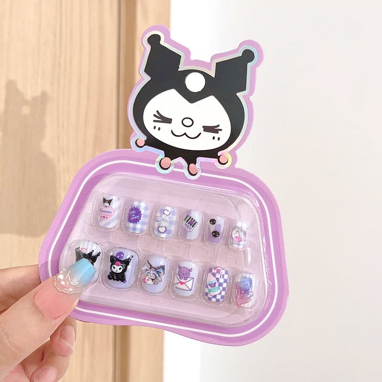 5D Cartoon Sanrio Kids False Nails Cute Kuromi Hello Kitty Cinnamoroll ...