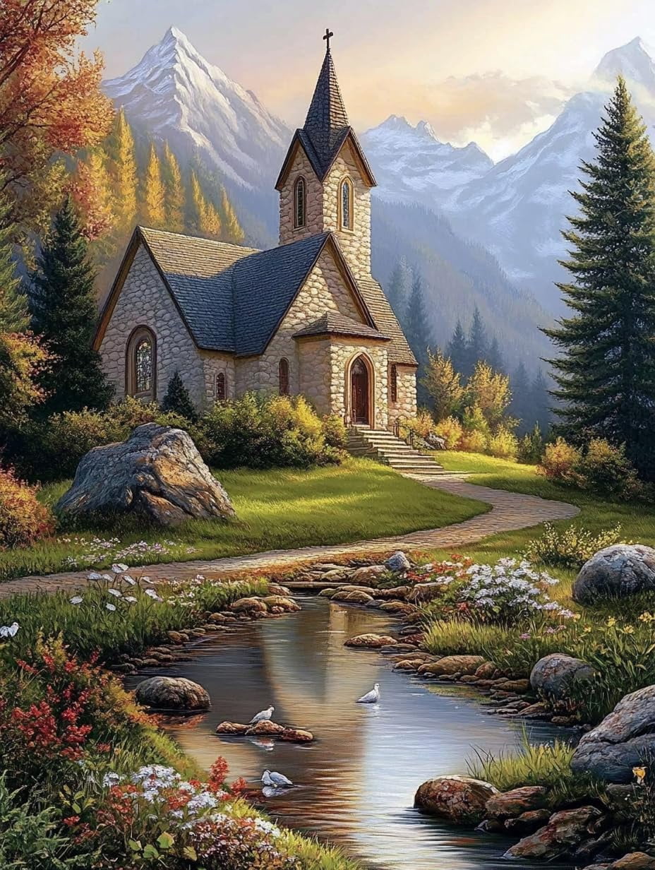 5D Christian Churches Beautiful Scenery Religious Diamond Art 12x16 ...