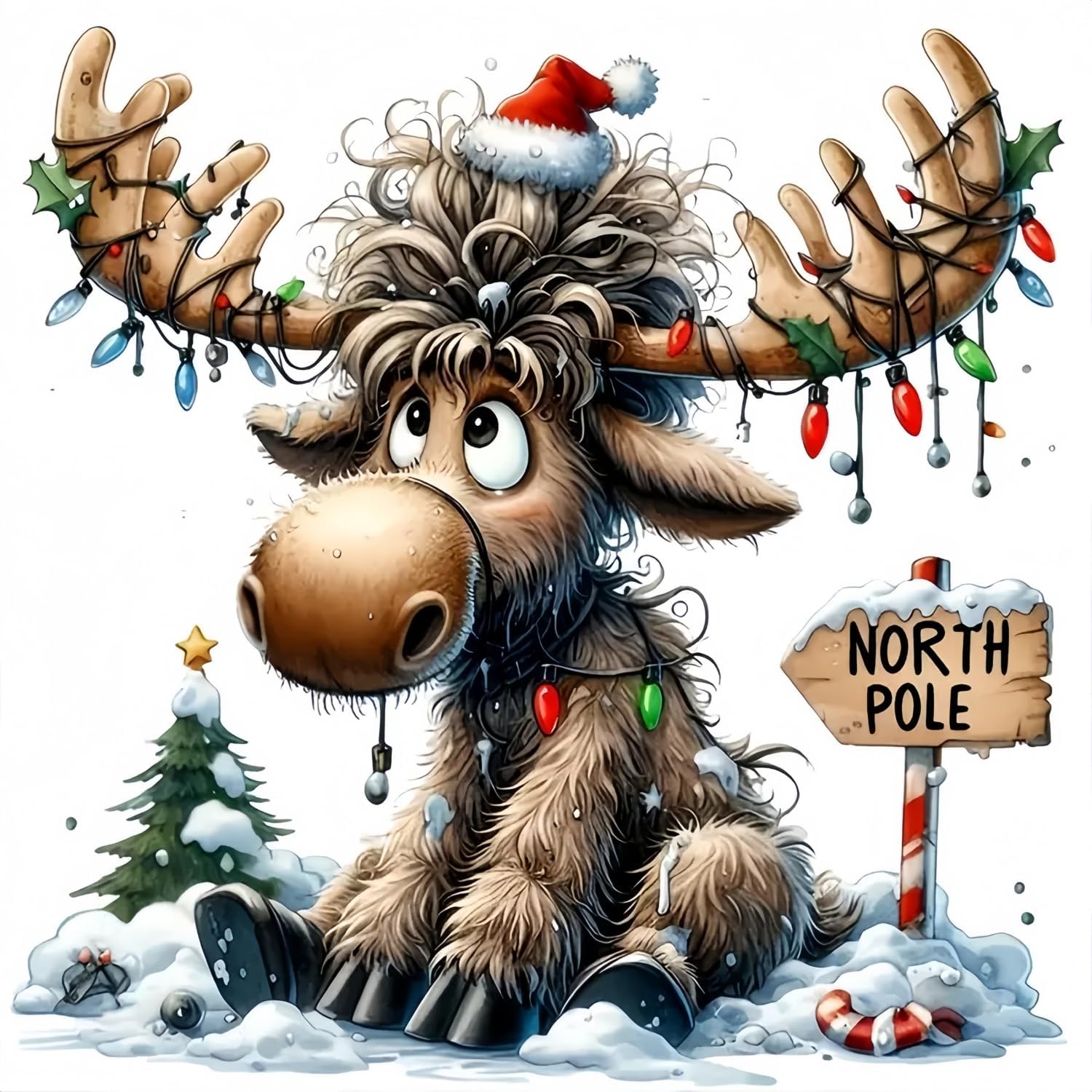 5D Christmas Diamond Art Set for Adult Beginners, DIY Cute Deer Diamond ...