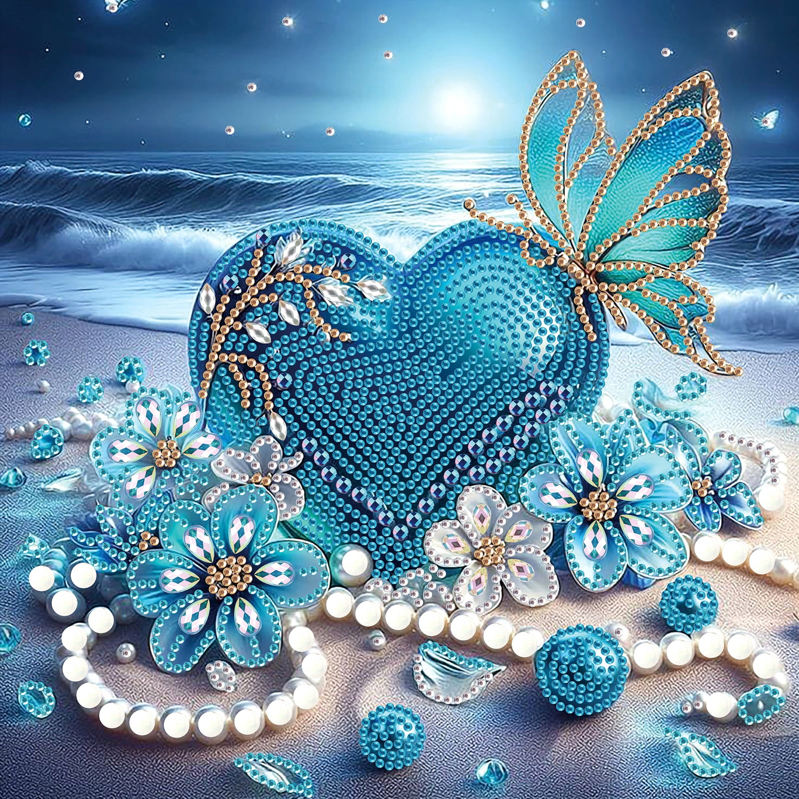 5D DIY Diamond Art Painting Kit, Seaside Confessions Love Special Shape ...