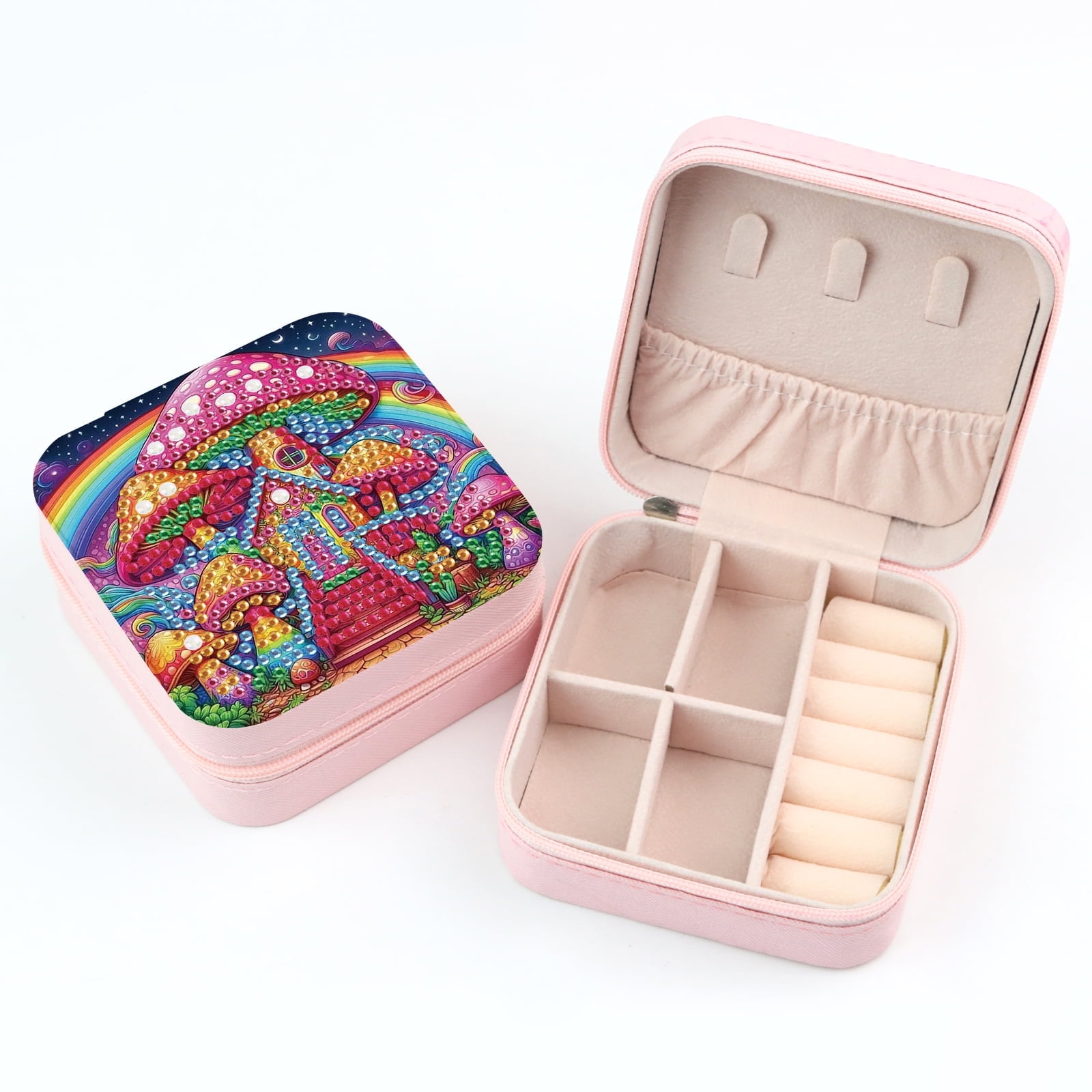 5D DIY Diamond Painting Jewelry Box Kit Colorful Mushroom Diamond Art ...