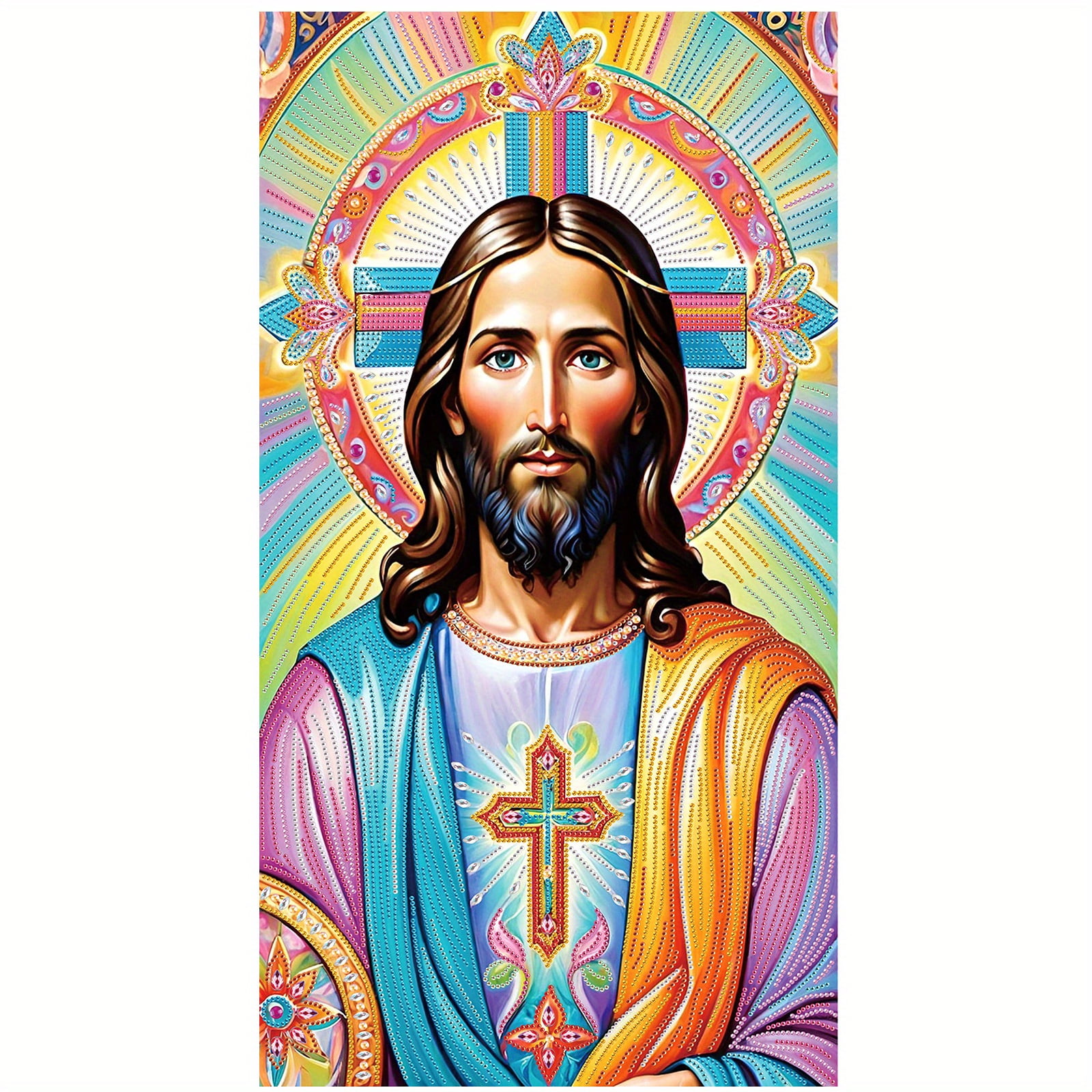 5D DIY Diamond Painting Kit, Cross Jesus Pattern Home Decor Handicraft ...