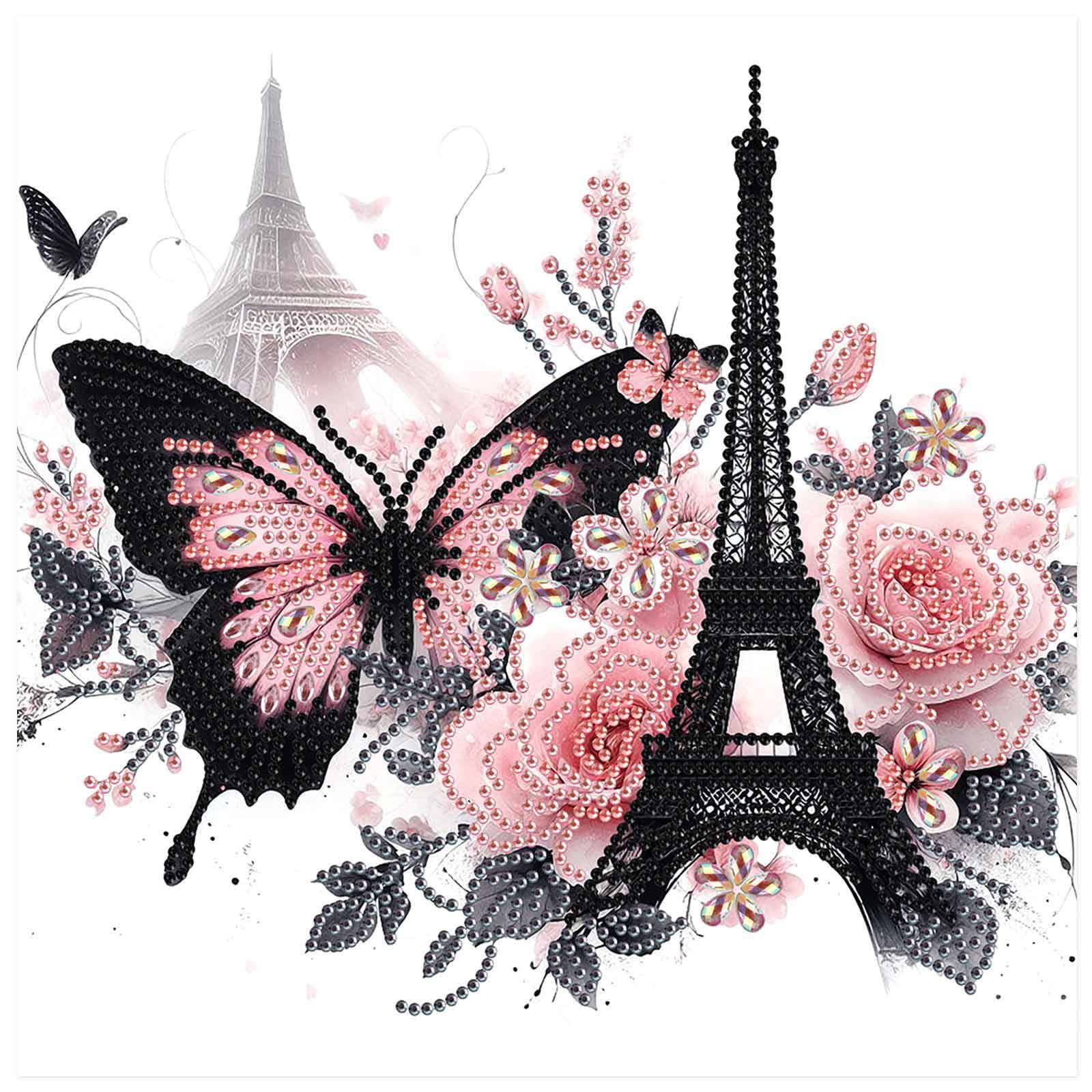 5D DIY Diamond Painting Kit Eiffel Tower, Flowers Roses Special Shapes ...