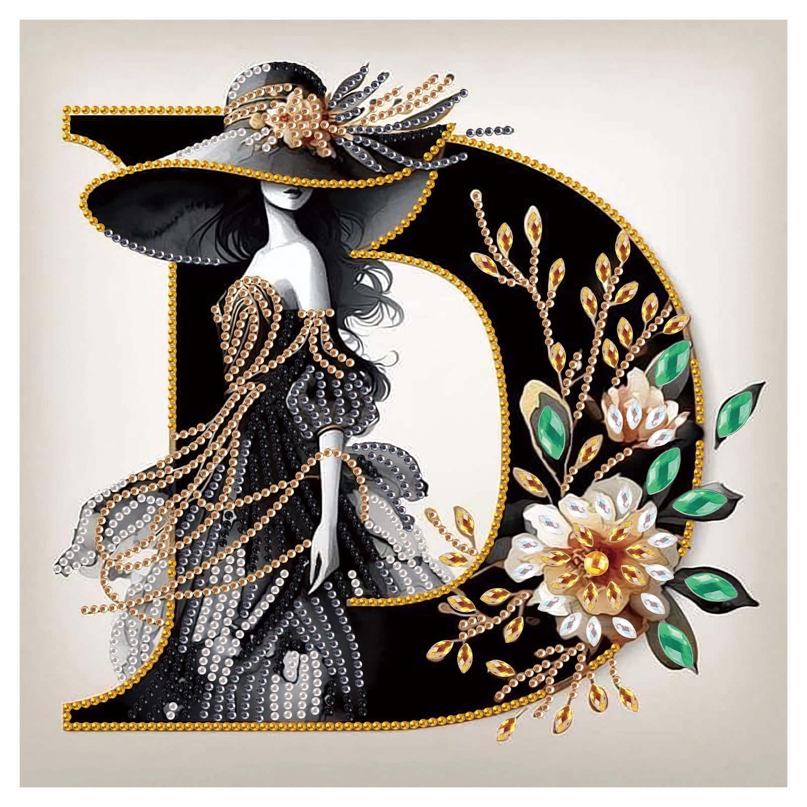 5D DIY Diamond Painting Kit Elegant Lady Letter D Special Shape ...