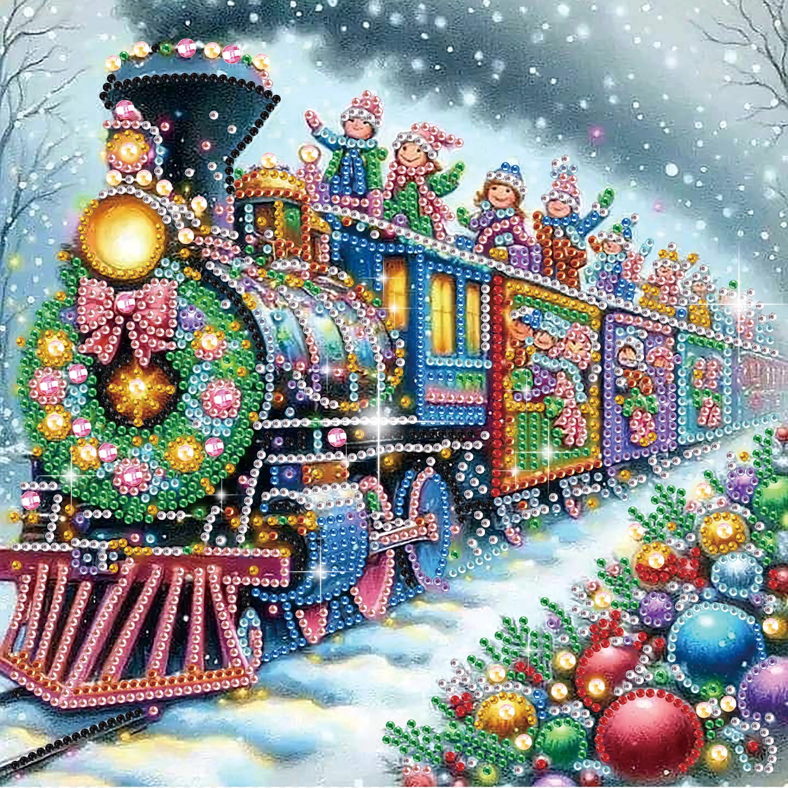 5D DIY Diamond Painting Kit Garland Christmas Train with Unique Diamond ...