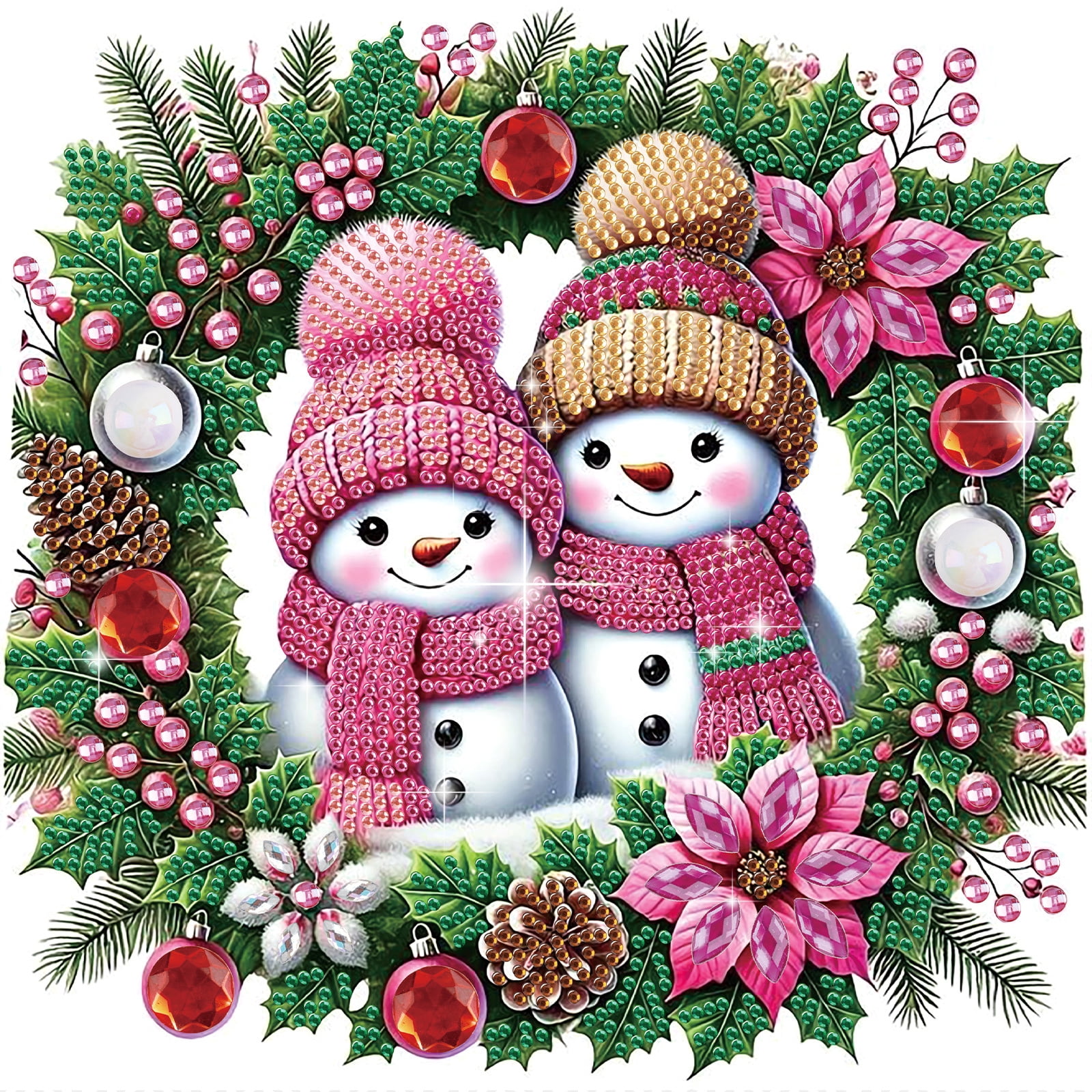 5D DIY Diamond Painting Kit Garland Snowman Theme Unique Diamond Shapes ...