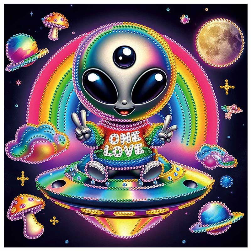 5D DIY Diamond Painting Kit, Rainbow Alien Handmade Creative Artwork ...