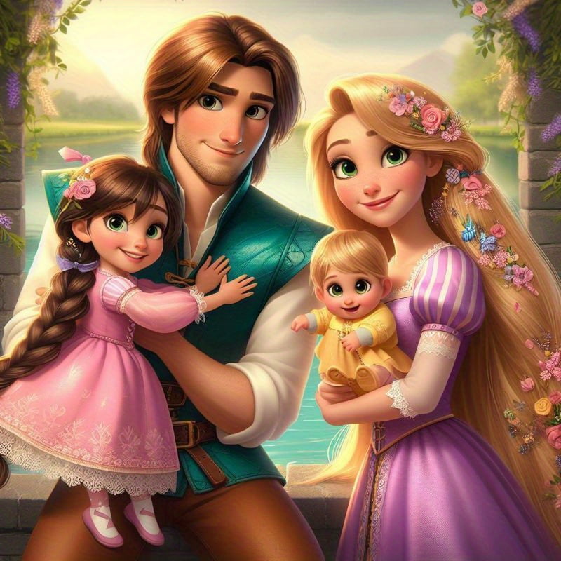 5D DIY Diamond Painting Kit - Round Diamond, Canvas Material, Tangled Rapunzel Theme - Full ...