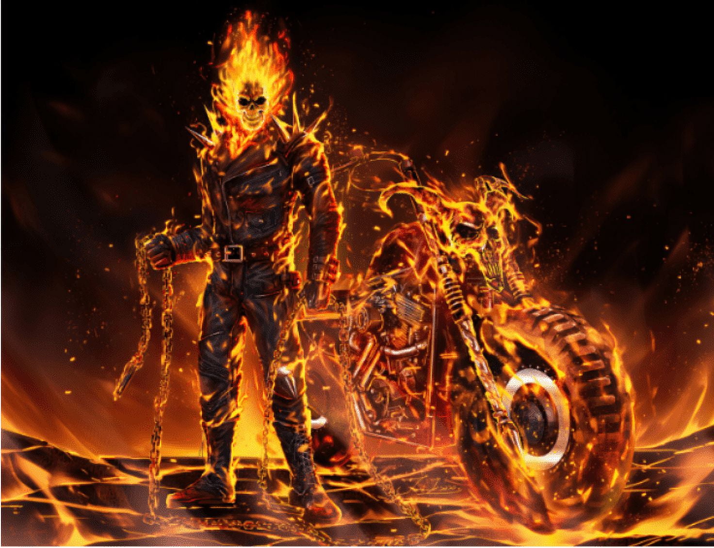 WHYCJXWL 5D DIY Diamond Painting Kit, Ghost Rider, Round Full Drill ...