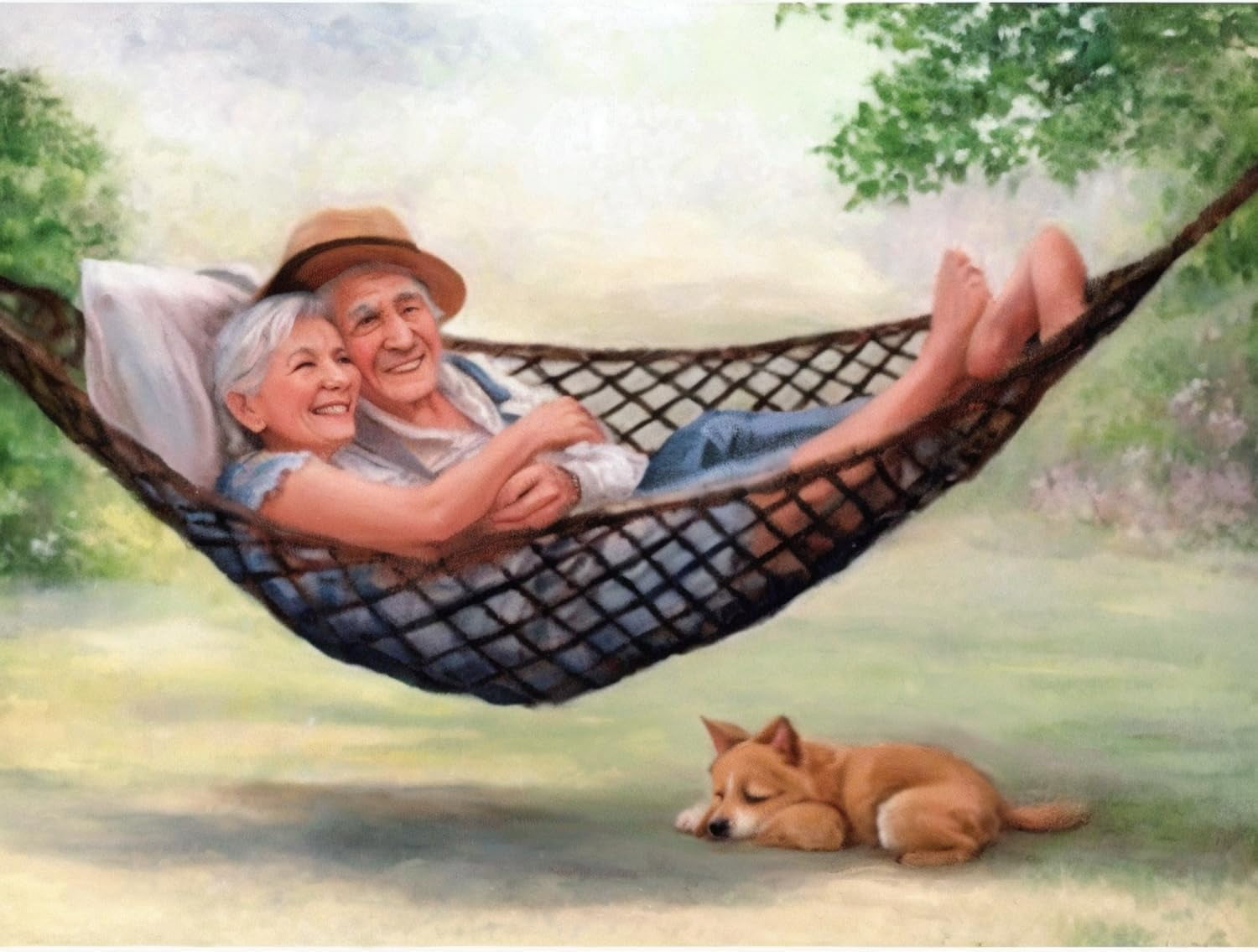 5D DIY Diamond Painting Set "Old Couple Lovers, Dog, Cradle, Love ...