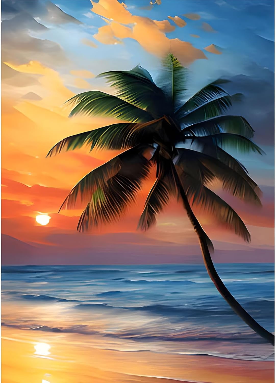5D DIY Diamond Painting Set "Sunset Beach, Sunset Scenery" Round ...