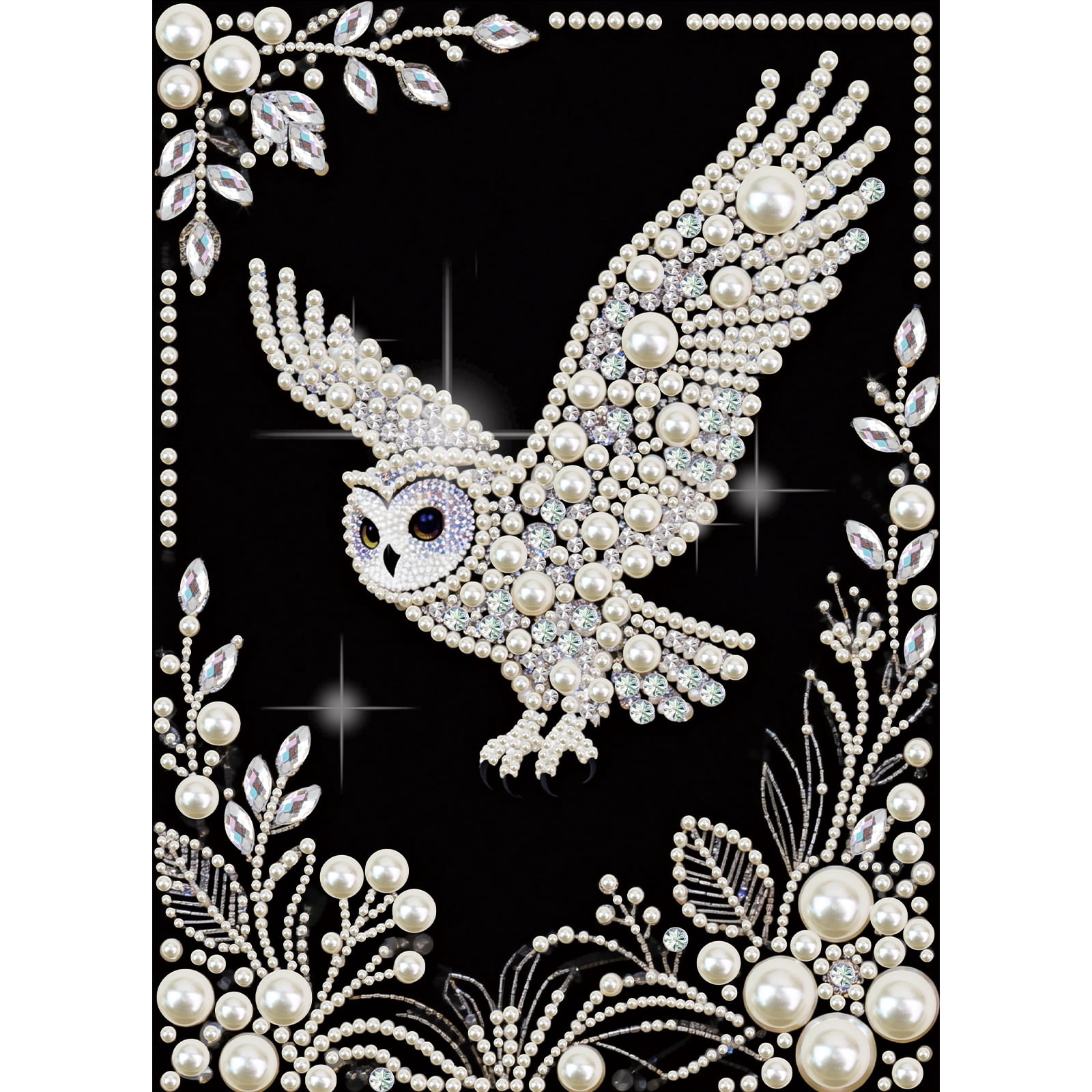 5D DIY Pearl Diamond Painting Kit, Owl Pearl Diamond Art Kit Sparkling ...
