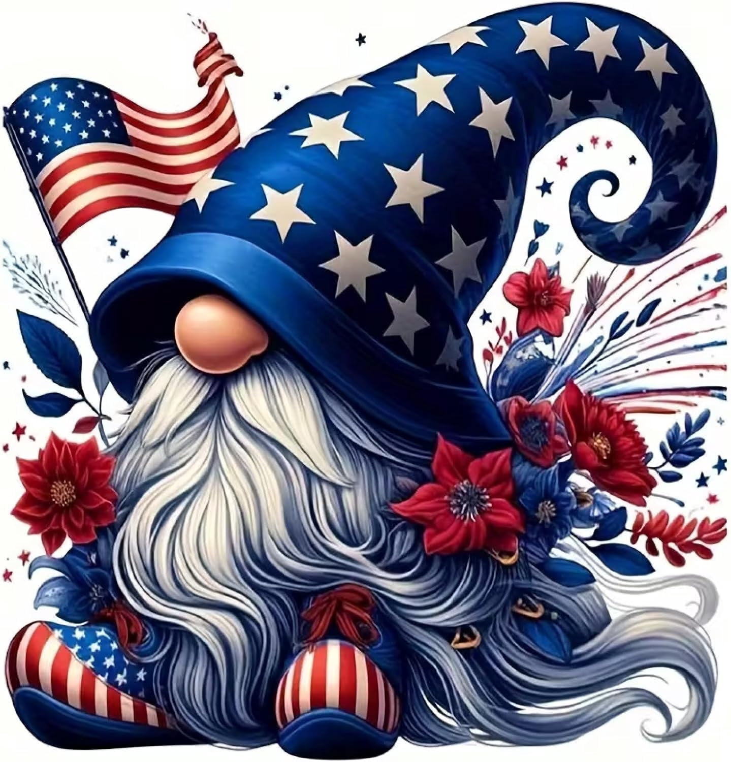 5D DIY US Flag Independence Day Gnome Diamond Painting Kits for Adults ...