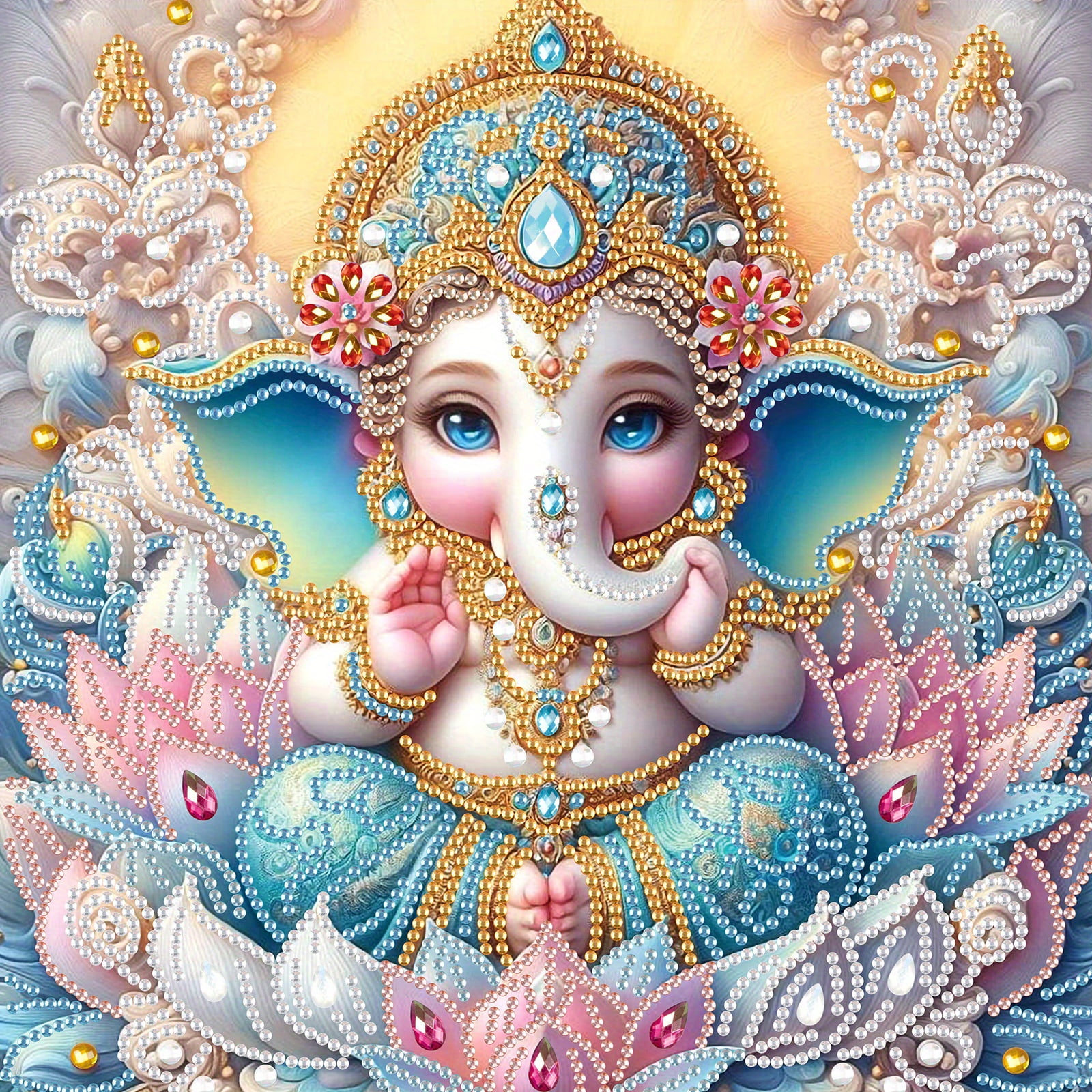 5D DIY diamond art painting kit, the gods little elephant special shape ...