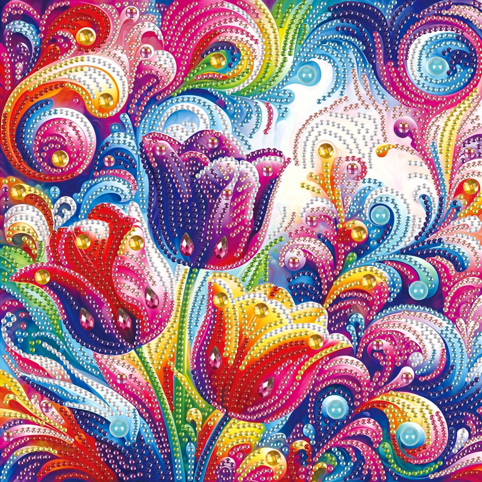 5D DIY diamond art painting kit, gorgeous tulips special shape diamond ...