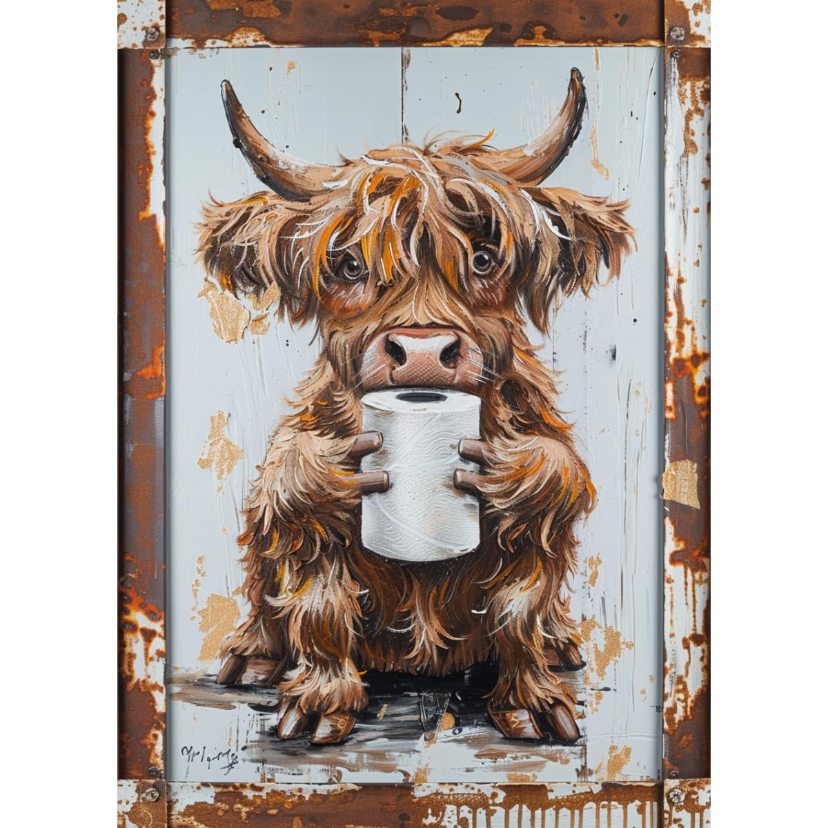 5D Diamond Art Cute Toilet Highland Cattle DIY Paint with Full Drill ...