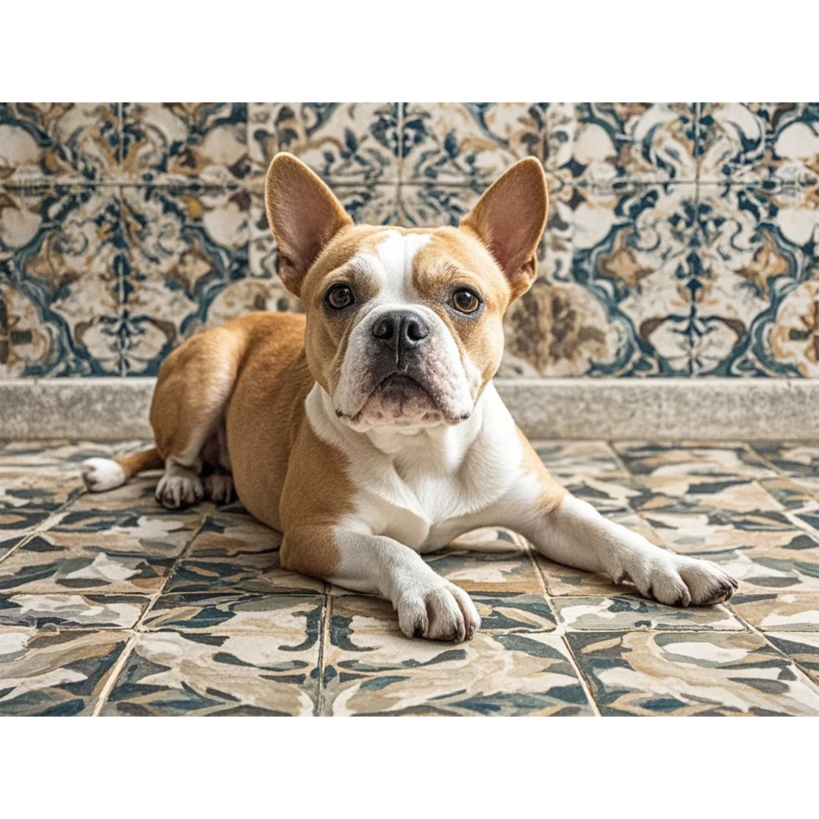 5D Diamond Art DIY Kits Brown and White Boston Terrier Diamond Painting ...