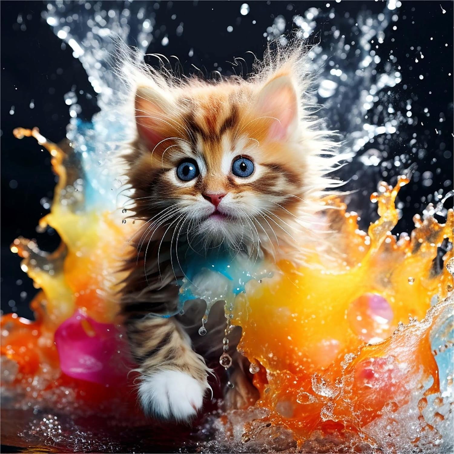 5D Diamond Art Painting Kits Cat, DIY Paint with Diamond Art Animal ...