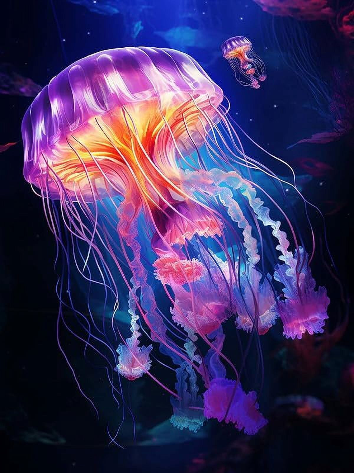 5D Diamond Art Painting Kits Jellyfish, DIY Paint with Diamond Art ...