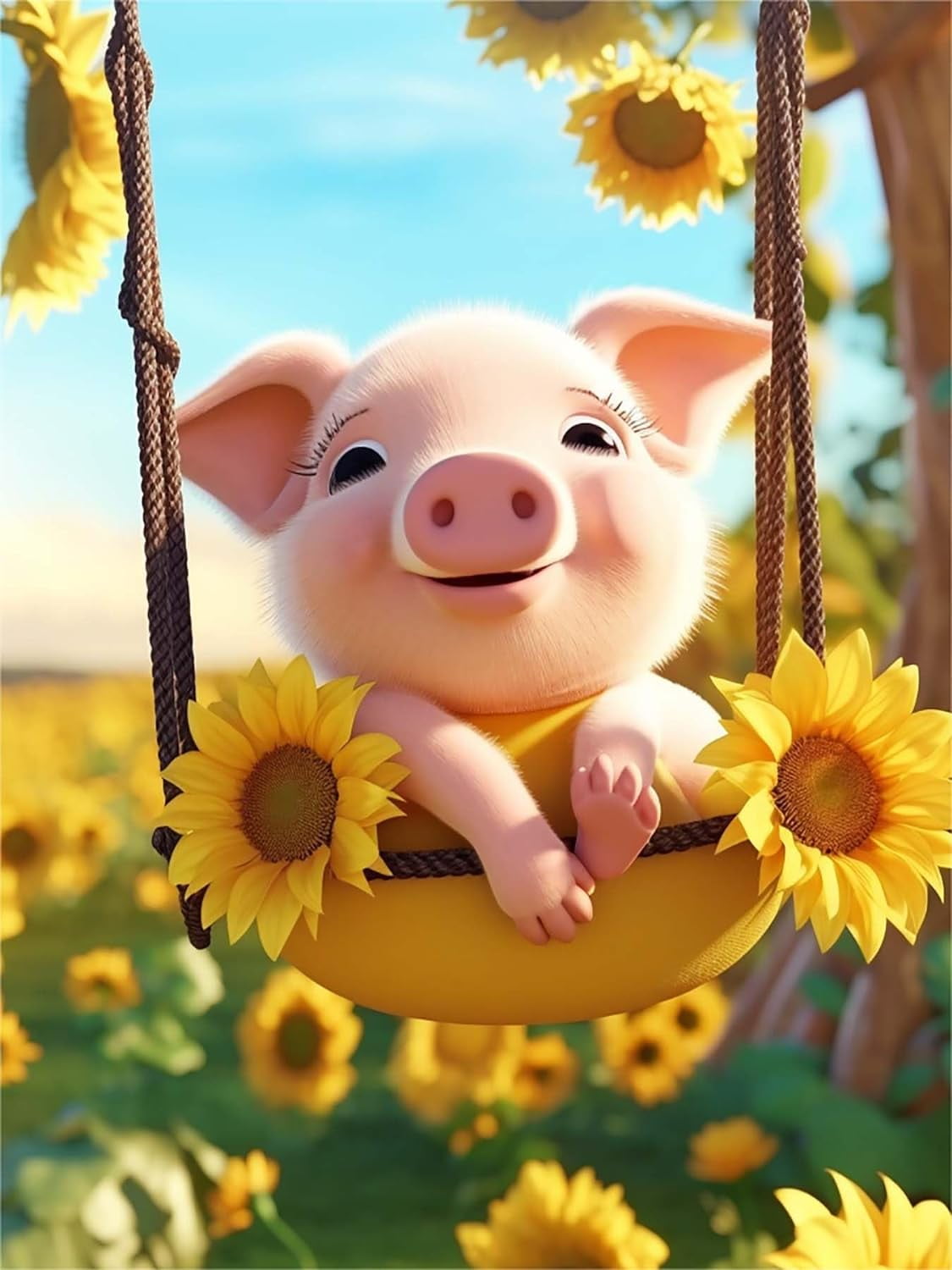 5D Diamond Art Painting Kits Swing Pig, DIY Paint with Diamond Art ...