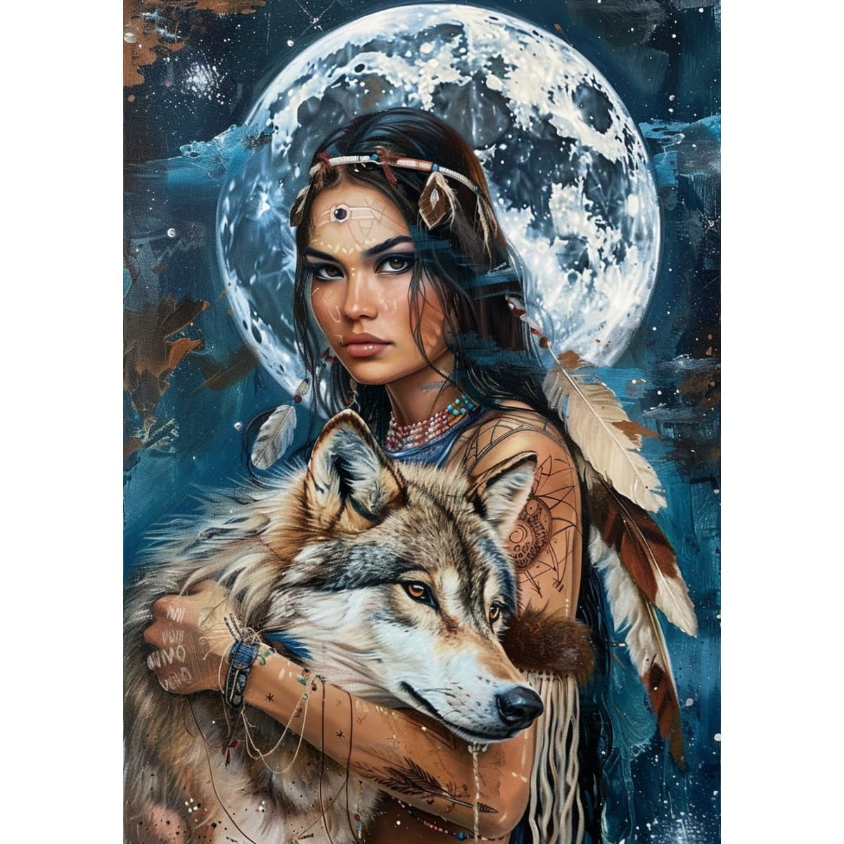5D Diamond Art Painting by Number Kits for Adults American Native ...