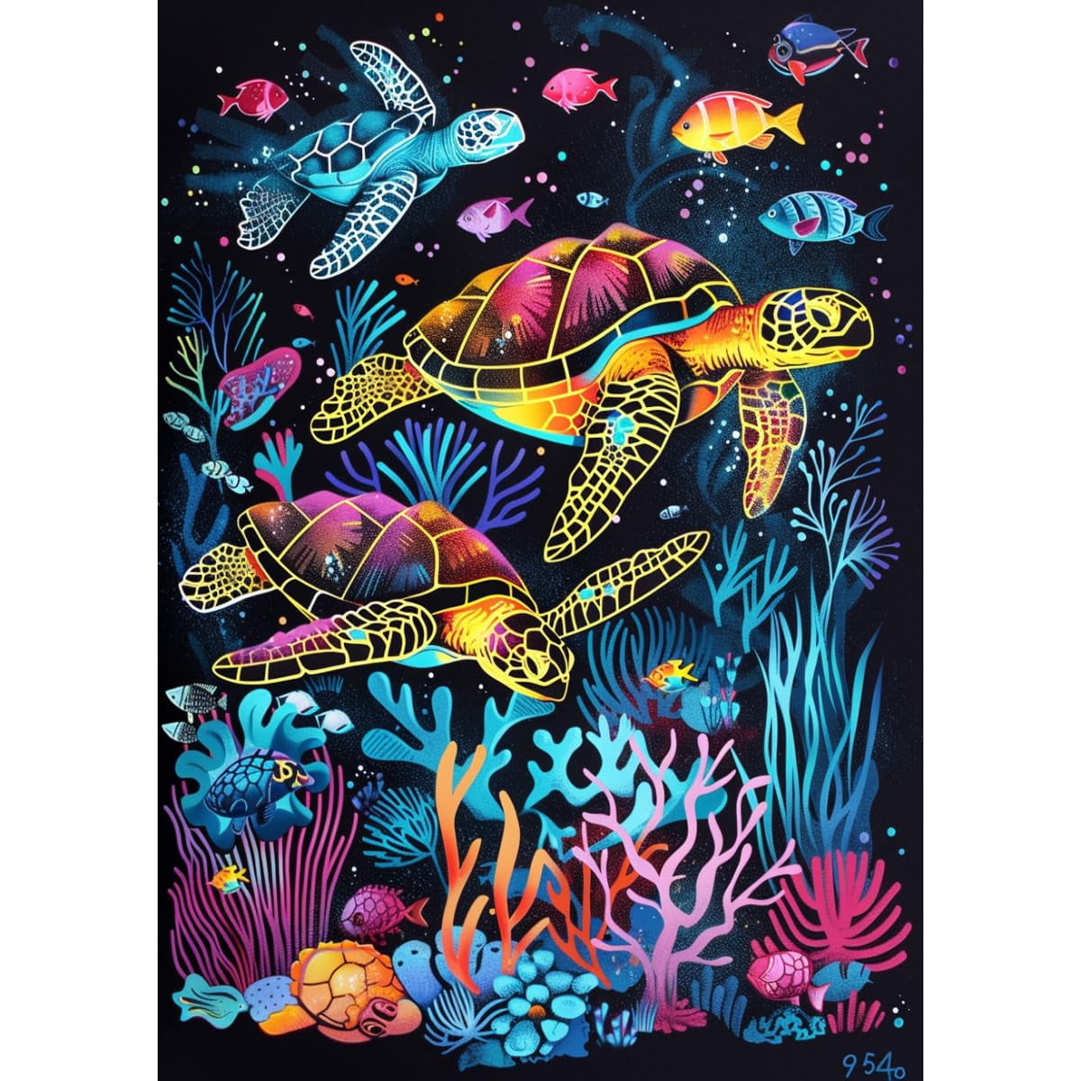 5D Diamond Art Painting by Number Kits for Adults Sea Turtle and Coral ...