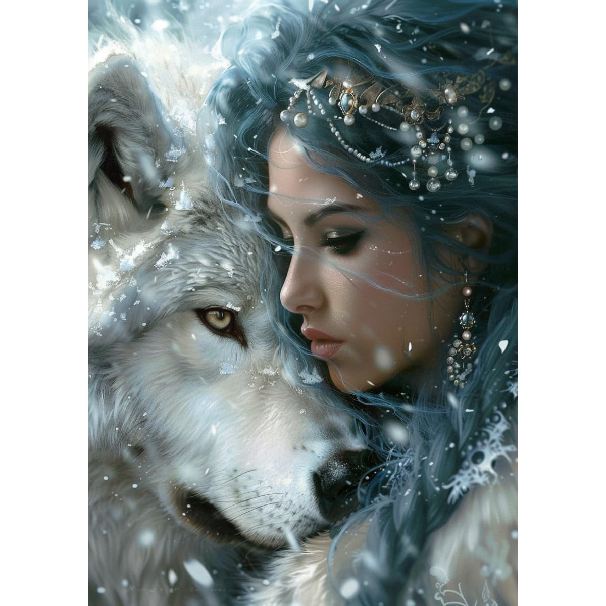 5D Diamond Art Painting by Number Kits for Adults White Snow Woman and ...