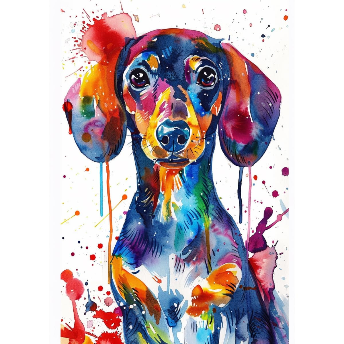 5D Diamond Art Watercolor CUte Black Dachshund DIY Paint with Full ...