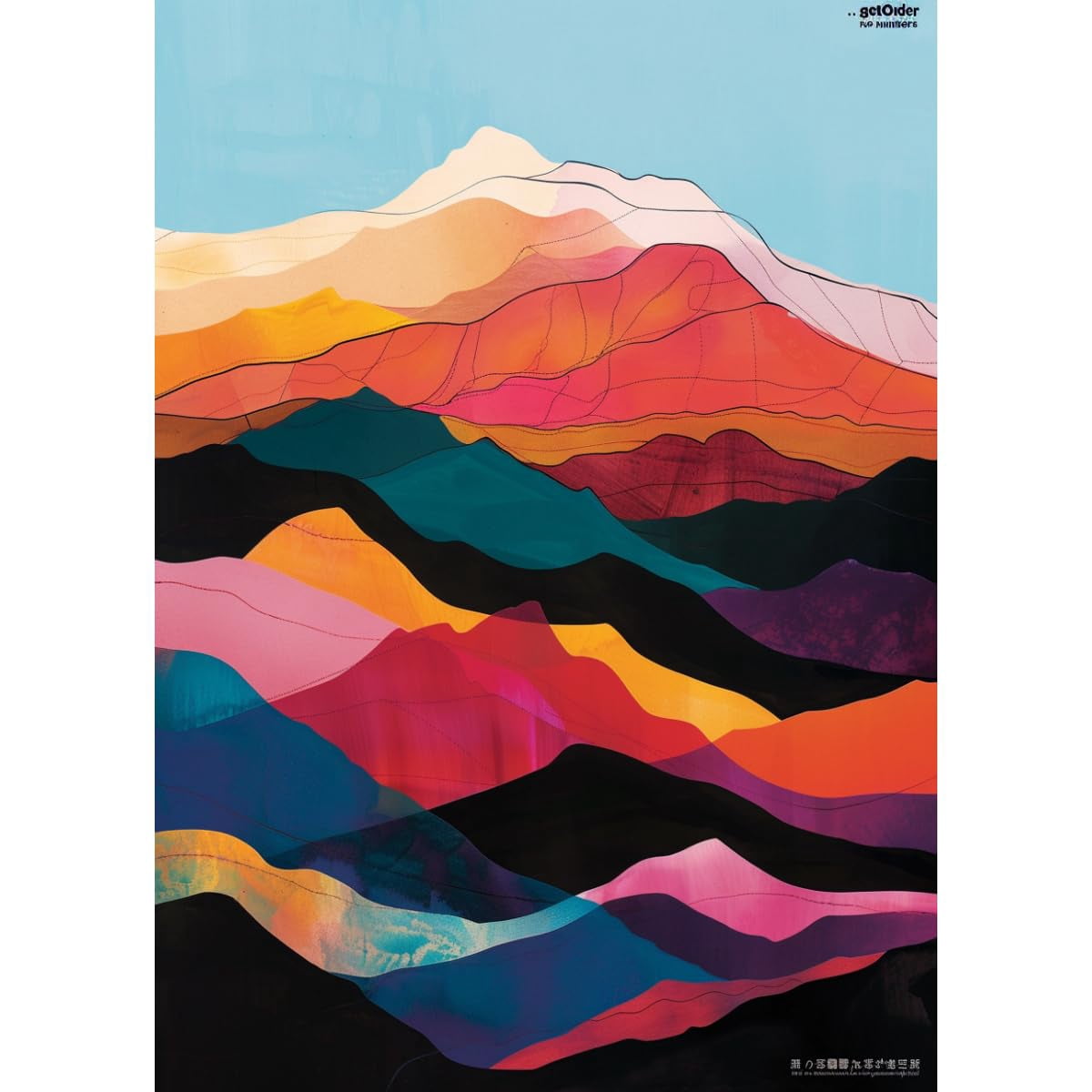 5D Diamond Art Watercolor Colorful Mountains DIY Paint with Full Drill ...