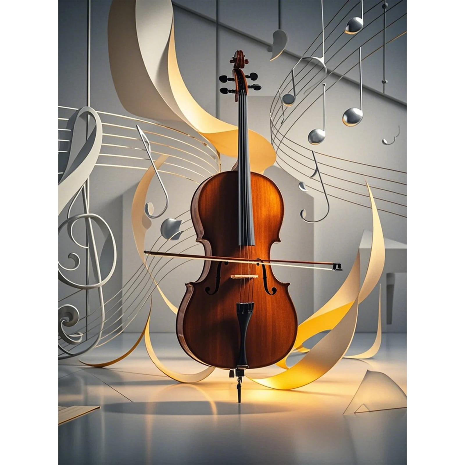 5D Diamond Painting Cello with Music Notes Diamond Art DIY Kits Full ...