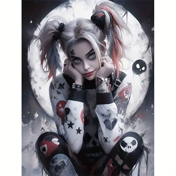 5D Diamond Painting Harley Quinn Joker Diamond Painting Numbers Kits gift Interior decoration ...