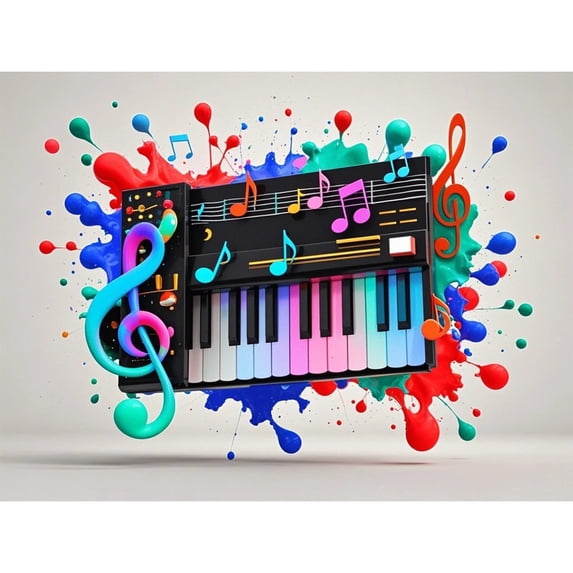 5D Diamond Painting Music Notes Piano Keyboard Diamond Art DIY Kits ...