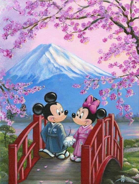 5D Diamond Painting With Sticker Mickey Minnie Mouse Landscape Art ...