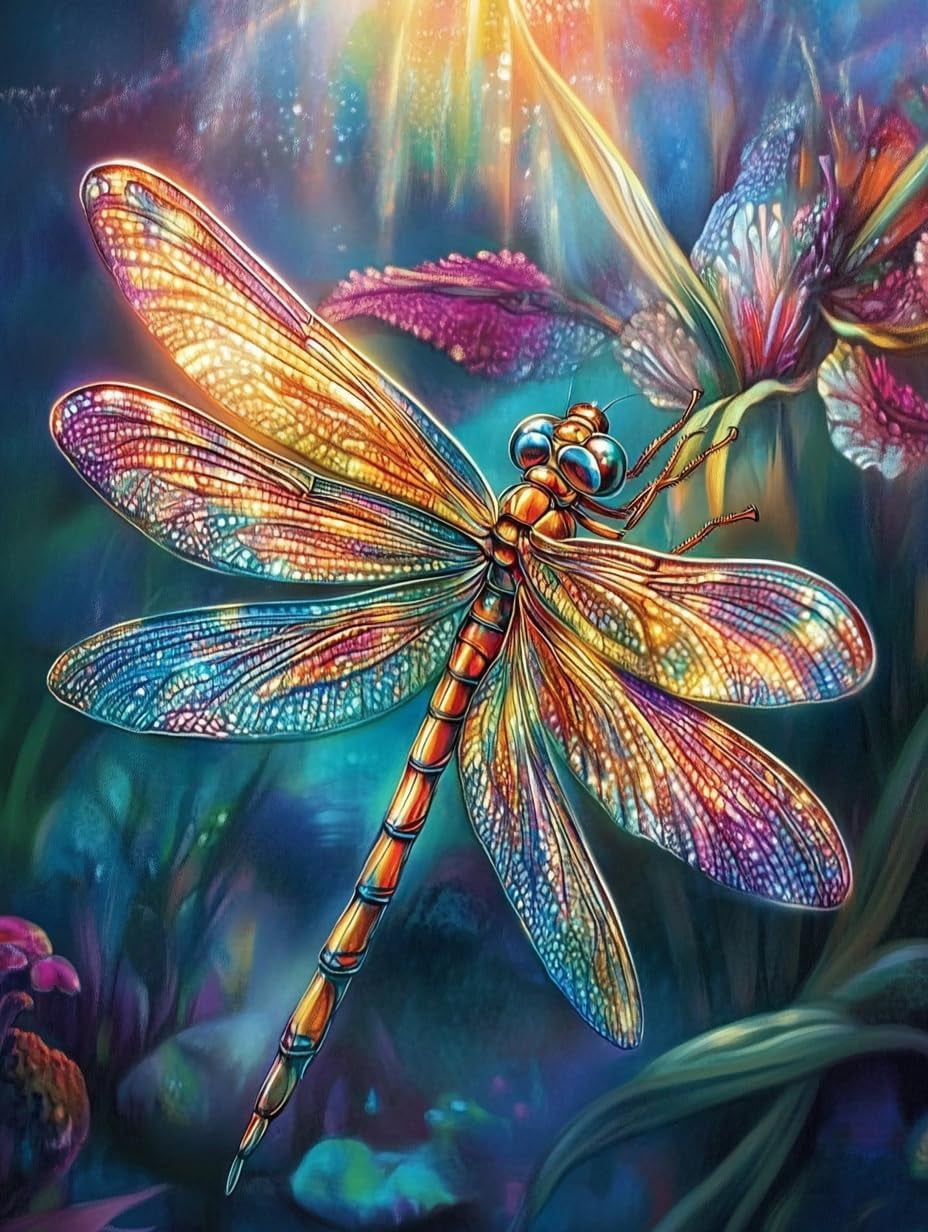 5D Dragonfly Diamond Art 12x16 Inch Full Drill Diamond Painting Kits ...