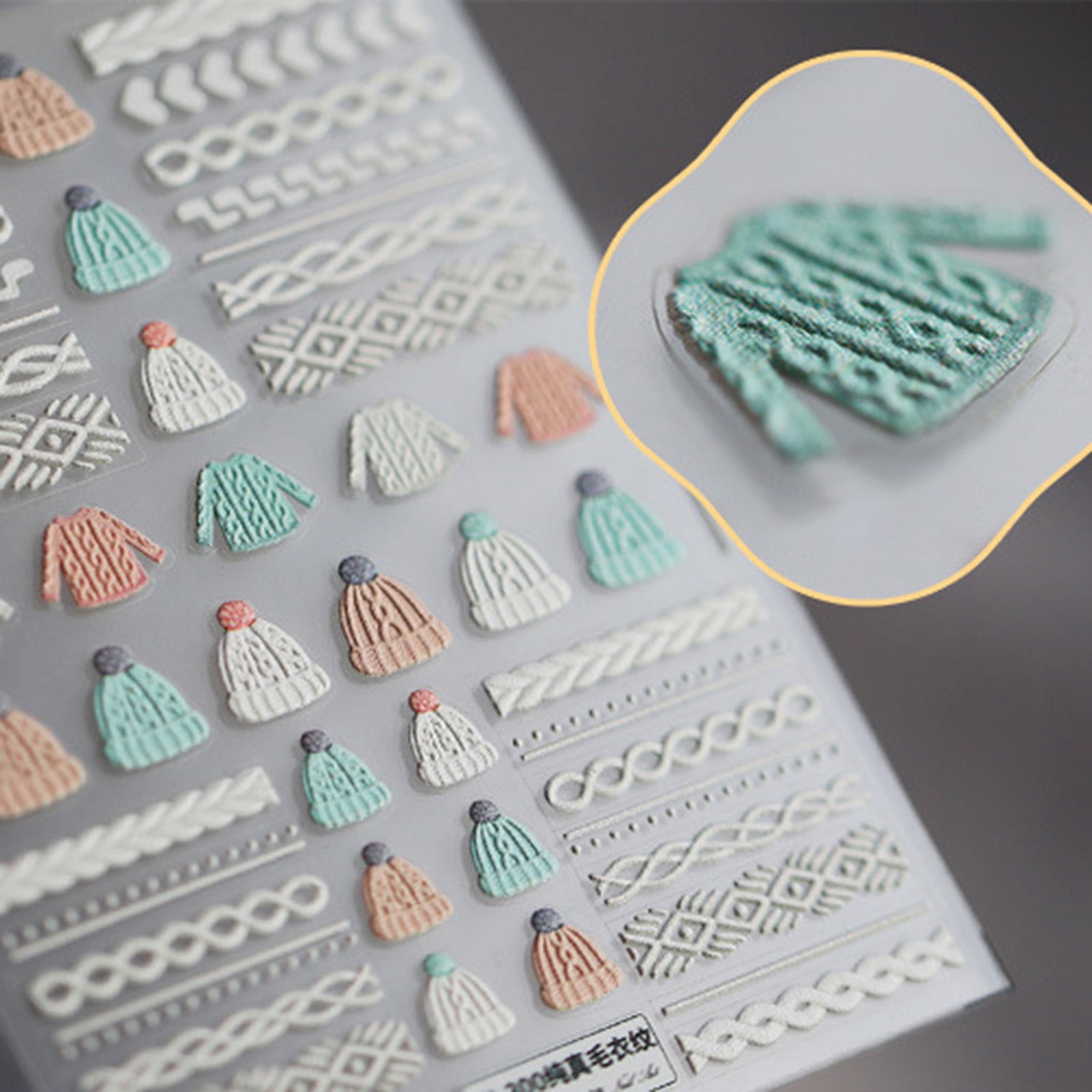 5D Effect Wool White Snowflake Wing Nail Slider with Multiple Shapes ...